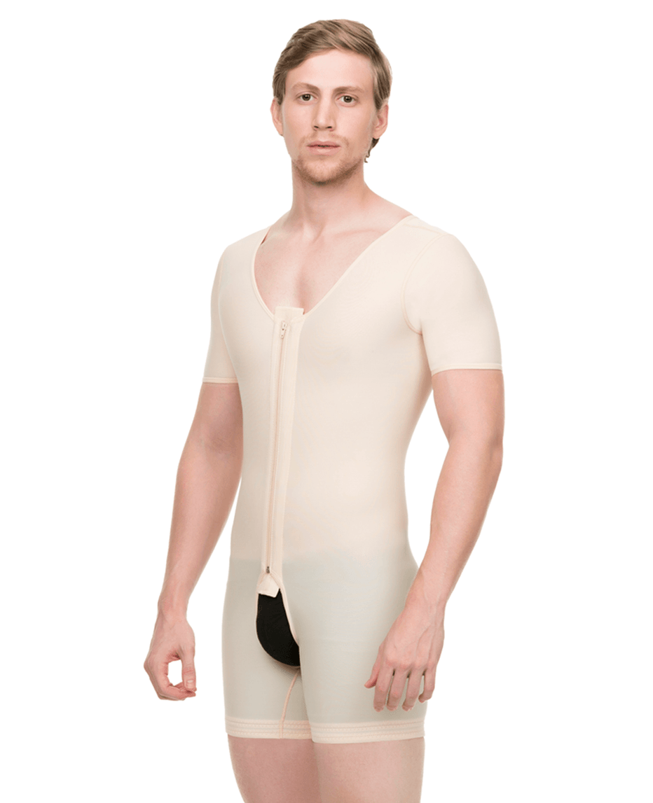 Male Mid-Thigh Compression Bodysuit w/Sleeves & Zipper (MG07) – Isavela ...